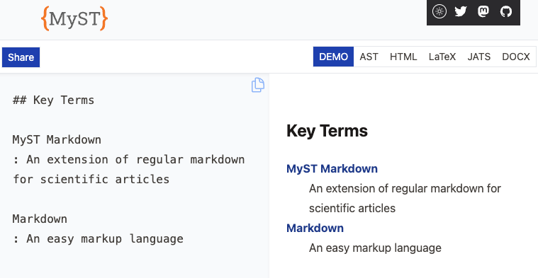 MyST Markdown (@myst_tools@fosstodon.org) - Fosstodon